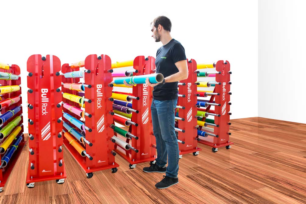 BullRack wide format media rack from PLASTGrommet and Hansen Supply ...